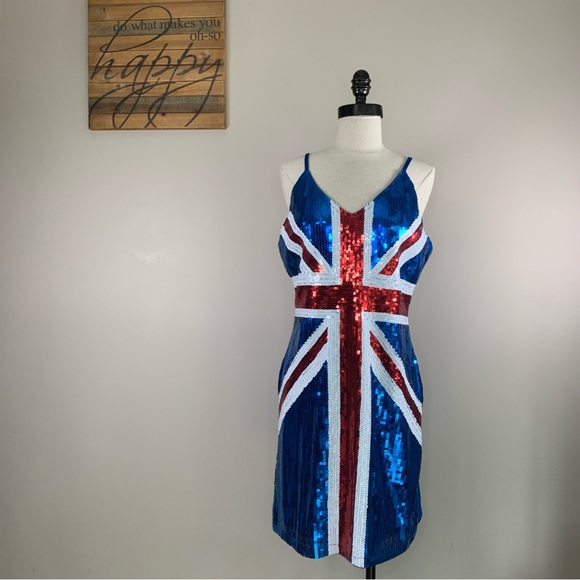 Dresses | Jerry Beck For Charades Sequined Flag Costume Dress British ...